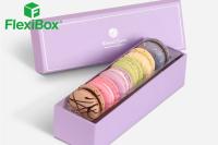 China Light Purple Matte Wrapping Paper Macaron Box with Transparent PET Tray and Two-Piece Rigid Structure for sale