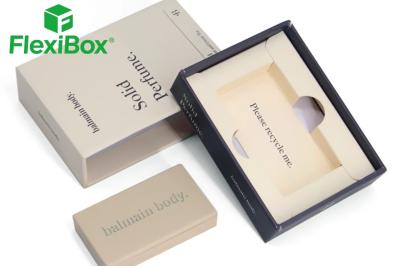 China Solid Perfume Packaging Box with Two-Piece Hard Box Structure and Environmentally Friendly Die-Cut Paper Inner Tray Customizable Size and Material for sale
