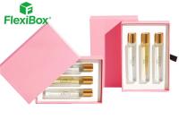 China Book-Shaped Flip-Top Travel Perfume Gift Box with Side Webbing Handle and Customizable Inner Lining for sale