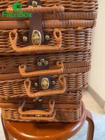 China Vintage Design Faux-rattan Gift Box with Secure Locking Mechanism and Customizable Lining for sale
