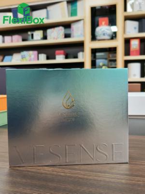 China Aurora Blue Metallic Finish Magnetic Book-Style Gift Box with Concealed Magnetic Closure for Premium Brand Presentation for sale