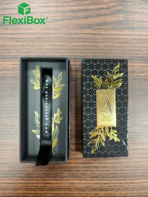China Slim Black-and-Gold Foil Stamping Gift Box with Magnetic Closure and Arabesque Style for sale