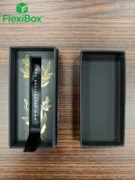 China Slim Black-and-Gold Foil Stamping Gift Box with Magnetic Closure and Arabesque Style for sale