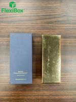 China Deep-Sea Blue Cross-Hatch Specialty Paper Gift Box with Gold Hot-Stamping and Black Flocked Lining for sale
