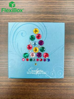 China Square Gift Box with Transparent Window and Customizable Surface Featuring Light Blue or Green Border for sale