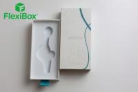 China White Specialty Paper Drawer-Style Rigid Box with Custom-Molded Blister Insert and Teal Pull Tab for Beauty Devices for sale