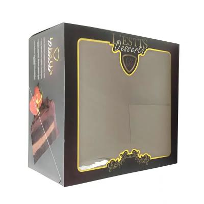China Custom Black Cake Box with PVC Window Rigid Structure for Bakery Gift Packaging for sale