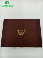 China Custom Brown Flip Top Rigid Box with Gold-Tone Metal Hardware and Custom Flocked Insert for Premium Gift Packaging for sale