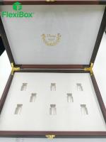 China Custom Brown Flip Top Rigid Box with Gold-Tone Metal Hardware and Custom Flocked Insert for Premium Gift Packaging for sale