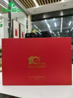 China Custom Red and Gold Anniversary Gift Box with Black Flocked EVA Insert and Flip-Top Design for sale