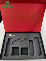 China Custom Red and Gold Anniversary Gift Box with Black Flocked EVA Insert and Flip-Top Design for sale