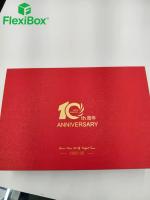 China Custom Red and Gold Anniversary Gift Box with Black Flocked EVA Insert and Flip-Top Design for sale