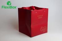 China Premium Red Hotel Gift Bag with Gold Hot-Stamped Logo and Reinforced Metal Eyelets for sale