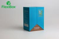 China Dual-Flap Flip-Top Dietary Supplement Gift Box with Blue and Brown Design and Foam Insert for Premium Supplement Packaging Box for sale