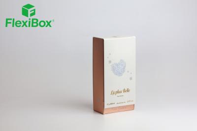 China Rigid Upright Rectangular Perfume Gift Box with Rose Gold Finish and Custom Insert for Elegant Perfume Packaging Box for sale
