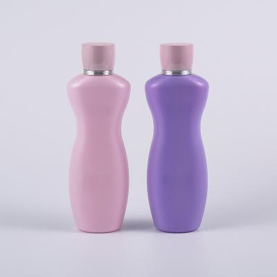 China Pink Purple Color Ergonomic Shape 200ml PE Body Lotion Bath Wash Bottle for sale