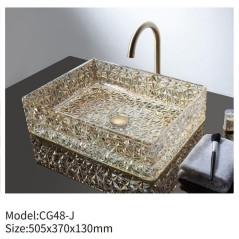 China Clear Crystal Glass Hotel Bathroom Oval Table Wash Basin Sink Transparent Counter Top Lavabo Crystal Hand Wash Basin for sale
