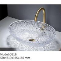China Crystal Glass Transparent Wash Basin Countertop Art Hotel Bathroom for sale