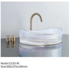 China Sleek Glass Basin Sink for Trendy and Sophisticated Bathroom Designs for sale