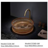 China Functional Glass Basin Sink Polished For Contemporary Bathroom for sale