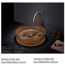 China Functional Glass Basin Sink Polished For Contemporary Bathroom for sale