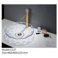 China Circular Bathroom Glass Sink Polished Above Counter Multi Layer Coating for sale