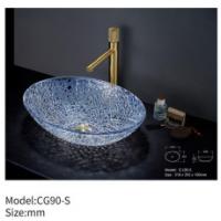 China Modern Luxury Round Glass Wash Basin Crystal Colorful For Hotels Bathrooms for sale