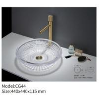 China Vessel Shape Luxury Crystal Glass Basin Sink Counter Top Round for Bathroom for sale