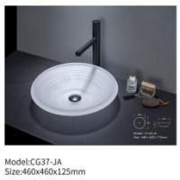 China Countertop Diamond Crystal Tempered Glass Basin Sink Round Colorful for Bathroom for sale