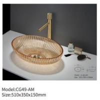 China 93% Light Refraction Crystal Glass Wash Basin Modern Luxury Italy Style For Bathroom for sale