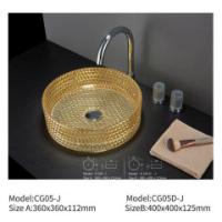 China Bathroom Diamond Design Crystal Glass Wash Basin Sink Countertop For Hotel Home for sale