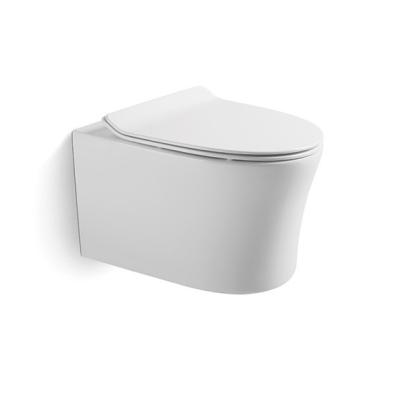 China Ceramic Sanitary Ware WC Hanging Mount Water Closet Rimless Floating Ceramic Wall-Hung Toilet with P-Trap Drainage for Hotels for sale