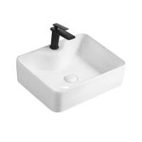 China Glossy White Single Hole Hotel Round Ceramic Washbasin For Bathroom for sale