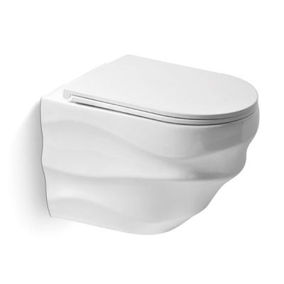 China White Ceramic Sanitary Ware One Piece Toilet Wall Hung Back To Wall Rimless for sale