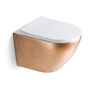 China Bathroom Ceramic Golden Wall Hung Toilet Bowl Rimless for sale