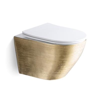 China Modern Ceramic WC Toilet Bowl Wall Mounted Luxury Rose Golden Color Bathroom Sanitary Ware for sale