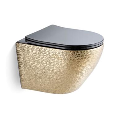 China Electroplated Black Gold Ceramic Wall Hanging Toilet Self Cleaning Glazed for sale