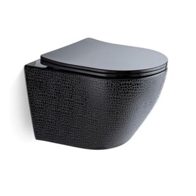 China Porcelain Wall Hung Toilet Ceramic Black P Trap Toilet For Bathroom for sale