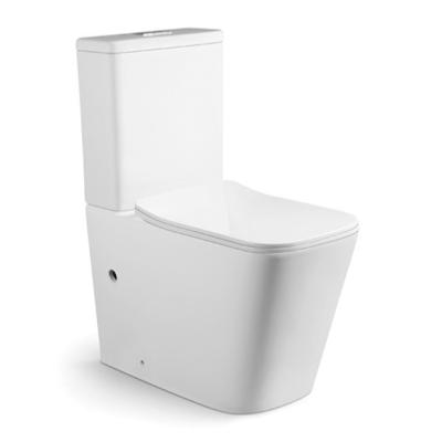 China Two Piece Ceramic Wc Toilet Siphonic Rimless Floor Mounted for sale