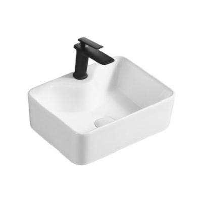 China White Rectangle Countertop Wash Basin Sanitary Ware Table Top Ceramic Bathroom Sink for sale