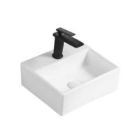 China Square White Countertop Ceramic Basin Glossy Finished For Apartment Bathroom for sale