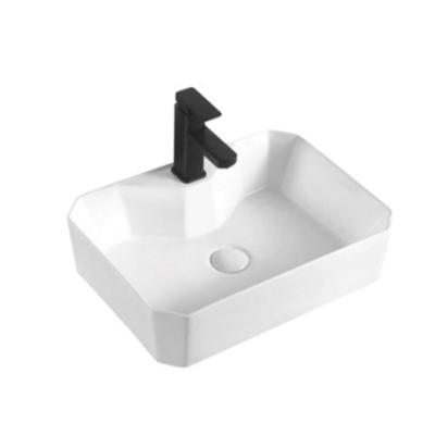 China Apartment White Ceramic Bathroom Sink Countertop Mounted Modern Square for sale