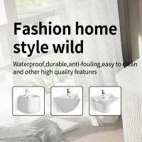 China Solid Surface Ceramic Wall Hung Basin Bathroom Funiture Antibacterial for sale