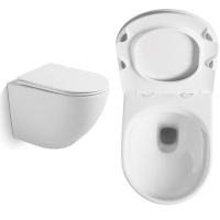 China Round Thin Rim Wall Mount Toilet White Color For Woman Friendly for sale