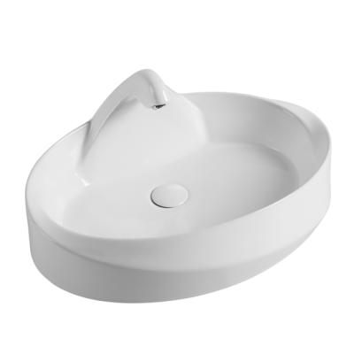 China Modern Luxury Oval Art Basin High Quality Porcelain Gold Black Hand Wash Sink Single-Hole Faucet Mount Counter Top Drainer for sale