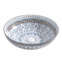 China Modern Oval Vessel Sink Handmade Porcelain Lavabo Wash Basin with Drainer for Hotel Bathrooms for sale