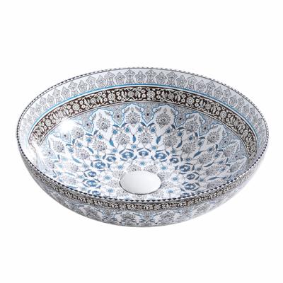 China Modern Oval Vessel Sink Handmade Porcelain Lavabo Wash Basin with Drainer for Hotel Bathrooms for sale