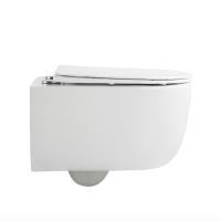 China Slim Frame Flush Cistern Soft Close Europe Wall Mounted Toilet Residential Wall Hung Toilet for sale