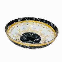 China Round Shape Ceramic Basin Vanity Top Gold Color Vessel Decorative Bathroom Durable Lavatory for sale