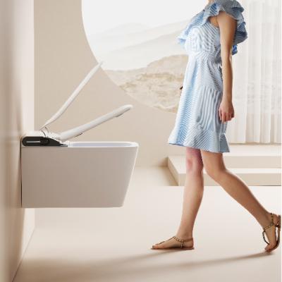 China NEW Modern Design Automatic Bidet Closet Siphon Flush Bathroom No Need Water-tank Wall Hung Intelligent Smart Toilet WC for sale